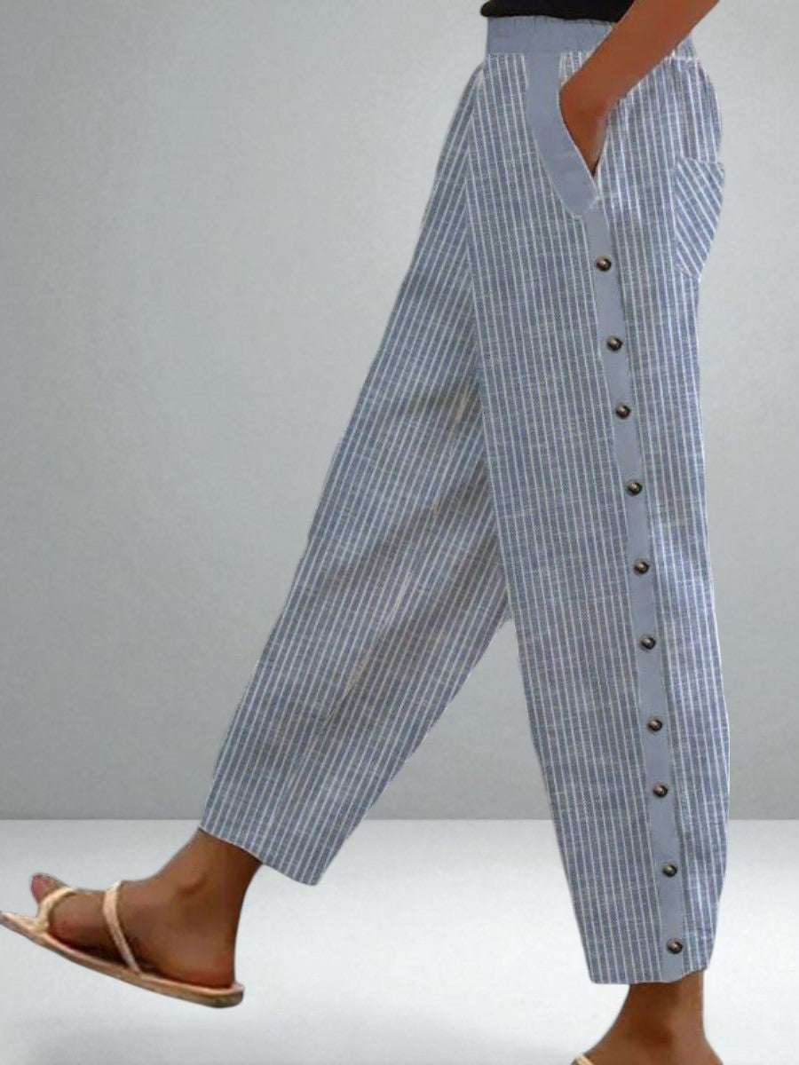 The Linaya Striped Button Pants – Manu